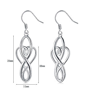 BORUO Sterling Silver Earrings, Celtic Knot Dangle, 925 Metal Type, Good Luck Irish Design for Women