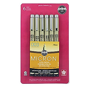 Sakura Pigma 50032 Micron Blister Card Ink Pen Set, Sepia, 003 Sepia 6CT