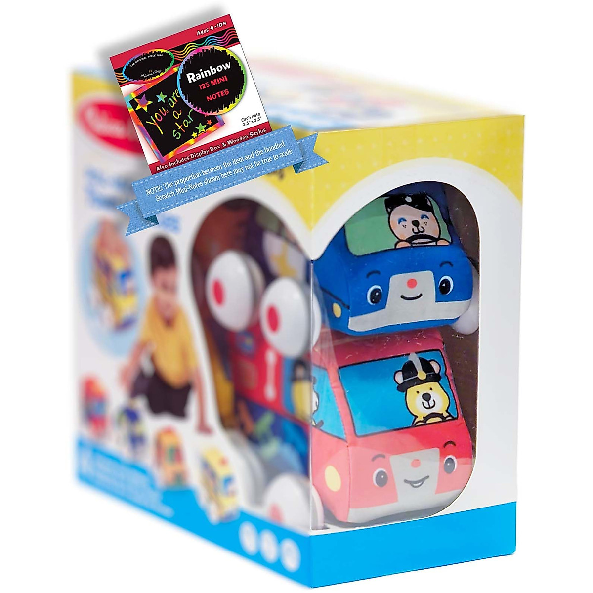 Melissa & Doug Pull-Back Vehicle: K's K i d s Series Learning Toy Set Bundle with 1 Theme Compatible M&D Scratch Fun Mini-Pad (09168)