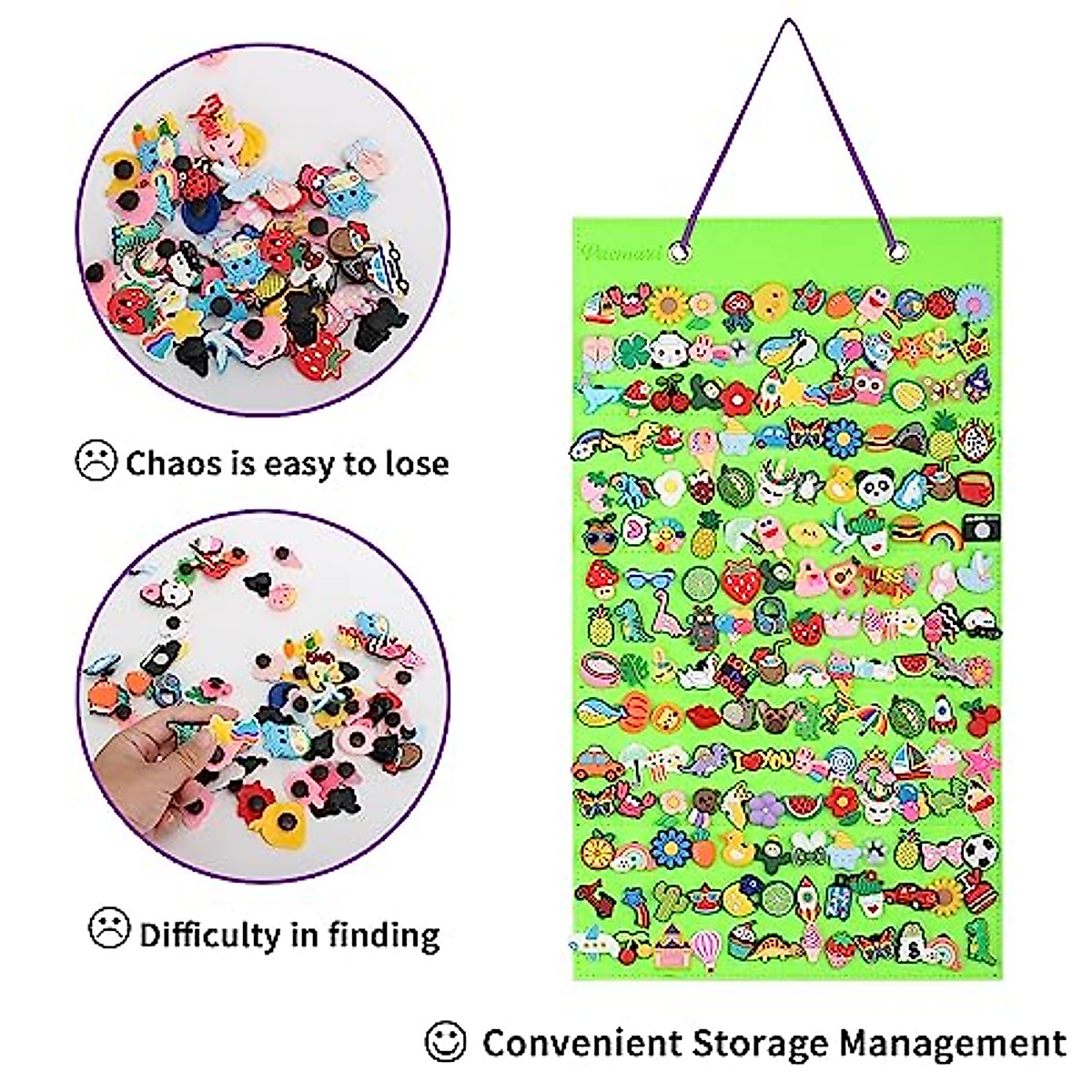 PACMAXI Shoe Charms Organizer, Hanging Shoe Charm Holder with 180 Holes, Portable Shoe Decoration Croc Charms Display Stand, Wall Mounted Display Holder for Shoe Charms(Croc Charms Not Included)