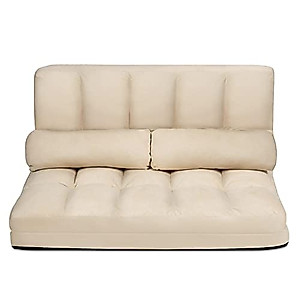Walnut Foldable Floor Sofa Bed 6-Position Adjustable Lounge Couch with 2 Pillows Adjustable Floor Sofa (Color : B)