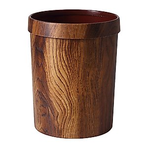 Holibanna Bamboo Wooden Wastebasket Trash Can Rubbish Bin Vintage Retro Simulation Wood Plastic Garbage Bin Container Farmhouse Style Trash Can for Home Office