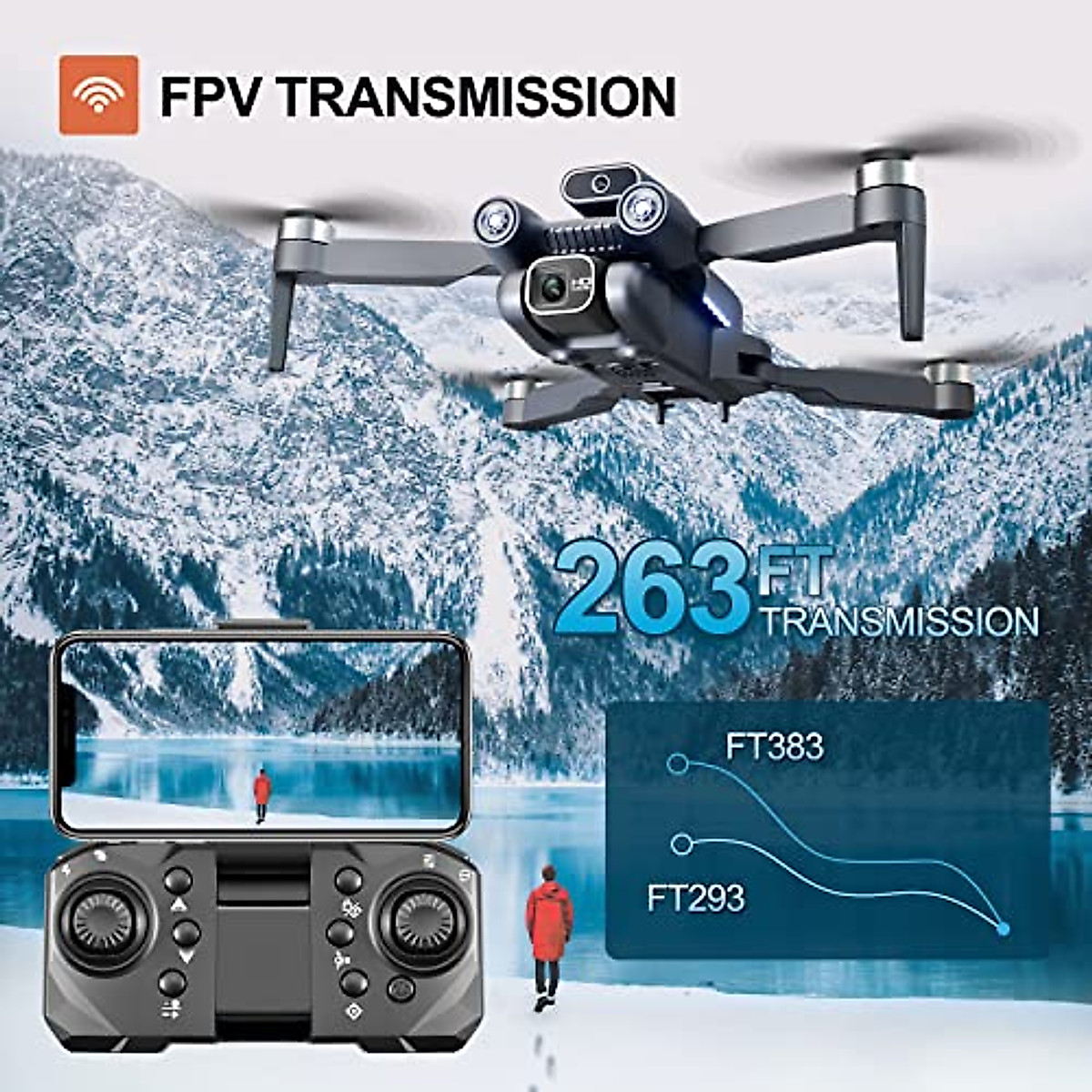 2023 Brushless Drones with Dual 4K HD Camera,2.4G WiFi FPV Video Foldable Drone RC Quadcopter for Adults/Beginners/Kids,One Key Take Off/Land,Waypoints Functions,3 Batterie 45Mins Flight Time (SIS)