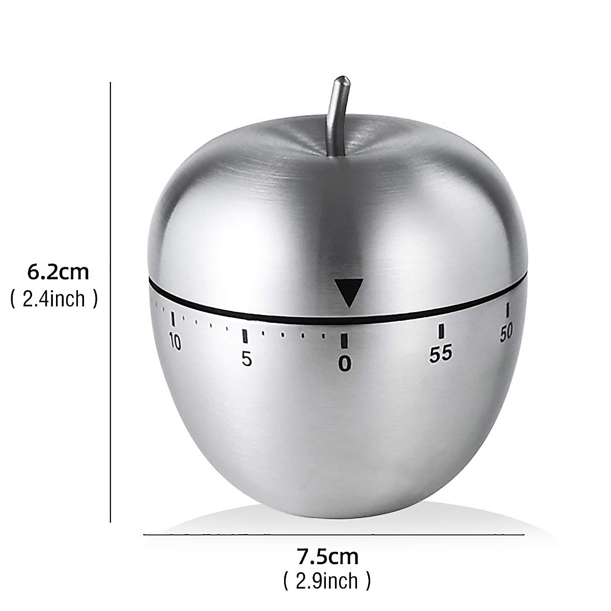 UD Apple Kitchen Timer Cute Manual, Stainless Steel Metal Mechanical Visual Countdown Cooking Timer with Loud Alarm for Kitchen Cooking Baking Sports Kids (Apple), A003