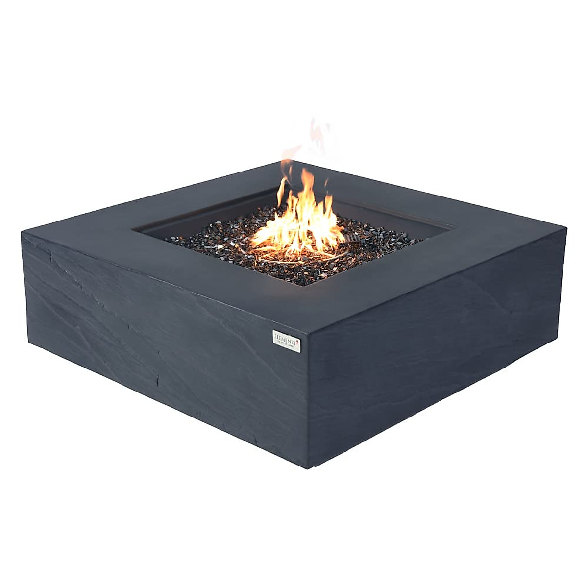 Elementi Plus Roraima Outdoor Table 40 Inches Fire Pit Patio Heater Concrete Firepits Outside Electronic Ignition Backyard Fireplace Cover Fire Glass Included Liquid Propane