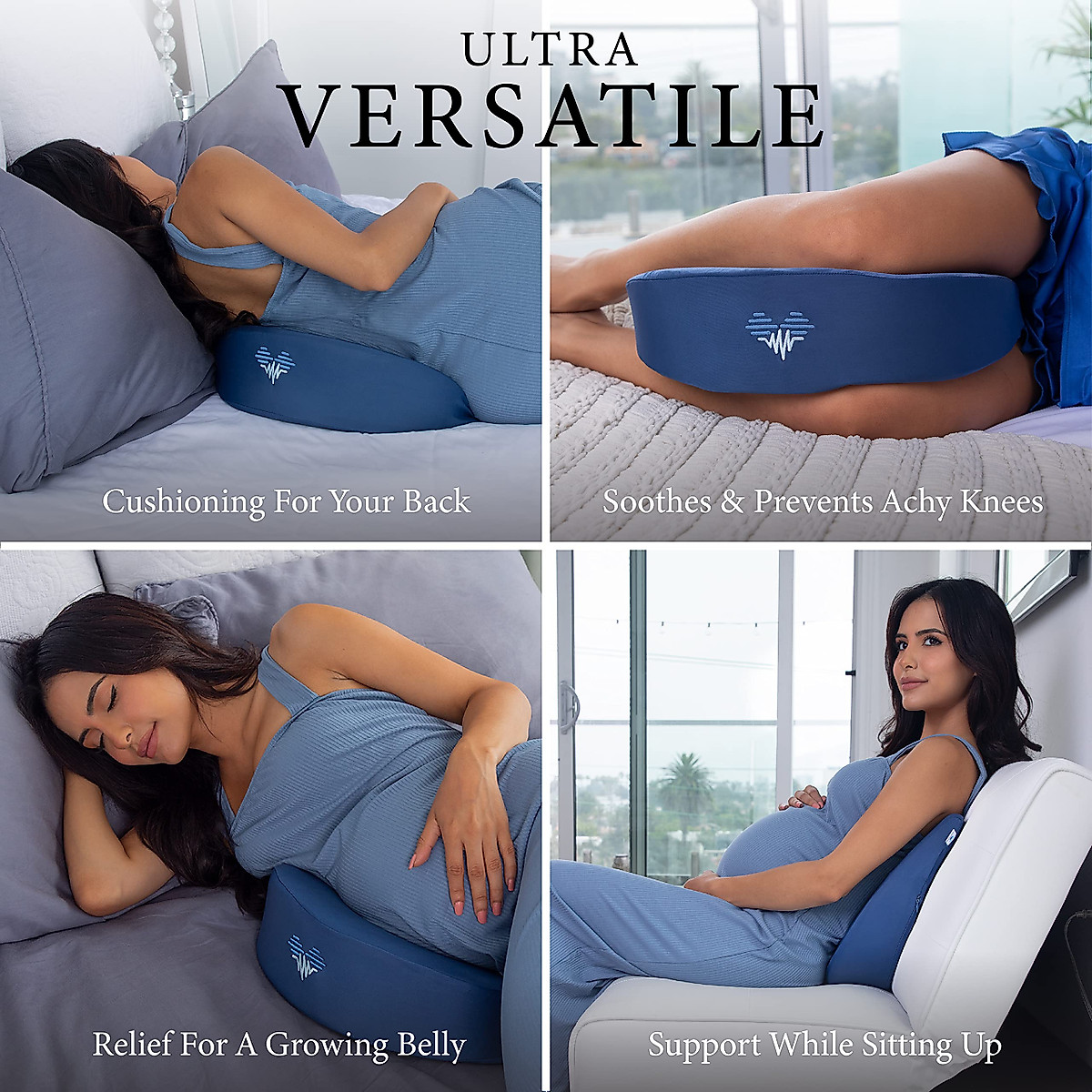 Pharmedoc Pregnancy Pillow, Cooling Belly Wedge Pillow for Sleeping, Maternity Pillow, Belly Wedge Memory Foam, Pregnancy Must Haves, New Mom Gifts for Women, Cooling Cover Navy