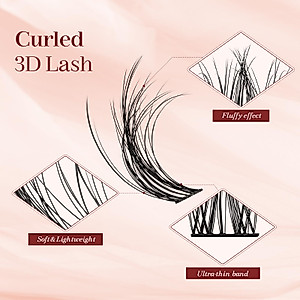 Higu clace Clusters Lashes 140PCS, DIY Eyelash Extensions 3D Fluffy Mixed 10-16mm Eyelash Clusters and Lash Bond and Seal & Cluster Lash Glue Remover