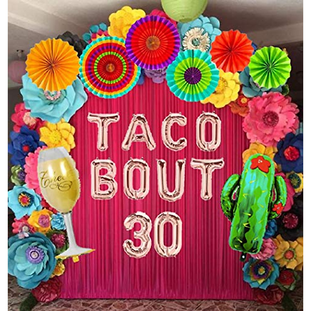 LaVenty 9 PCS Rose Gold Taco Bout 30 Balloons Nacho Average Thirty Balloon Fiesta 30th Birthday Decoration Taco Birthday Party Decoration Taco Party Decor