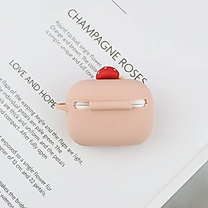 Wonhibo Cute Mushroom Airpods Pro Case for Women Girls, Pink Kawaii Fruit Cover for Apple Airpod Pro 2019 with Keychain