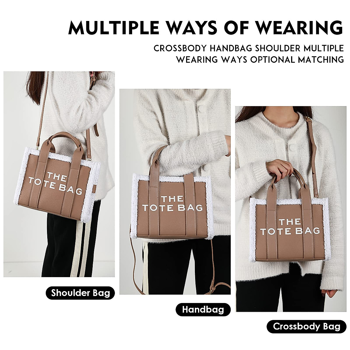 JQAliMOVV The Tote Bags for Women - Personalized Leather Mini Top-Handle Crossbody Handbag for Travel Work Shopping (Khaki)