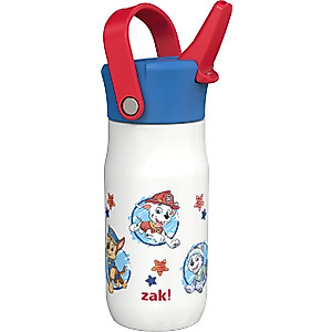 Zak Designs Harmony PAW Patrol Kid Water Bottle for Travel or At Home, 14oz Recycled Stainless Steel is Leak-Proof When Closed and Vacuum Insulated (Chase, Marshall, Skye, Rubble, Everest, Zuma)
