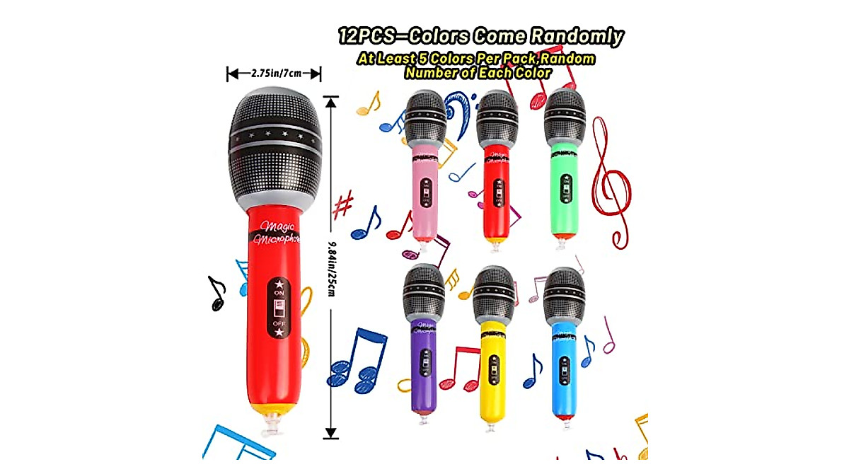 KIMOBER 12PCS Inflatable Microphones for Parties