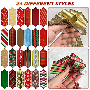 Christmas Gift Pull Bows Set in 24 Assorted Patterns, Present Wrapping Bows with Ribbon, Accessory for Holiday Gift Wine Bottles Book Decoration (Easy Assembly Needed) (24)