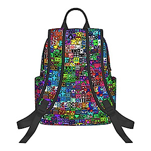 Geometry Dash Travel Backpack Multipurpose For Kids Teens Unisex Casual Daypacks Laptop Bookbag Outdoor Black