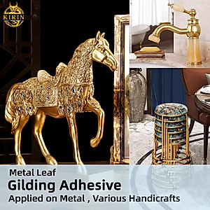 Gilding Adhesive, 100ml Epoxy Resin Gold Leaf Adhesive for Professional Craft Use, Water Based Varnish for Protect The Surface of Gold Foil from Oxidating (Brush + Gloves as Gifts)