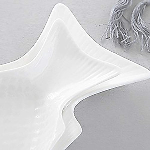 Healeved Fish Plates Ceramic，Serving Food Platter Serving Platters Shrimp Cocktail Serving Dish Storage Platter for Restaurants Home (11 Inches White)