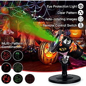 Halloween Projector Lights Outdoor Waterproof,Halloween Laser Lights with Remote Control,Halloween Decorations LED Lights with 8 Patterns for Patio, Garden, Wall,Gate,Halloween Decorations, Party.