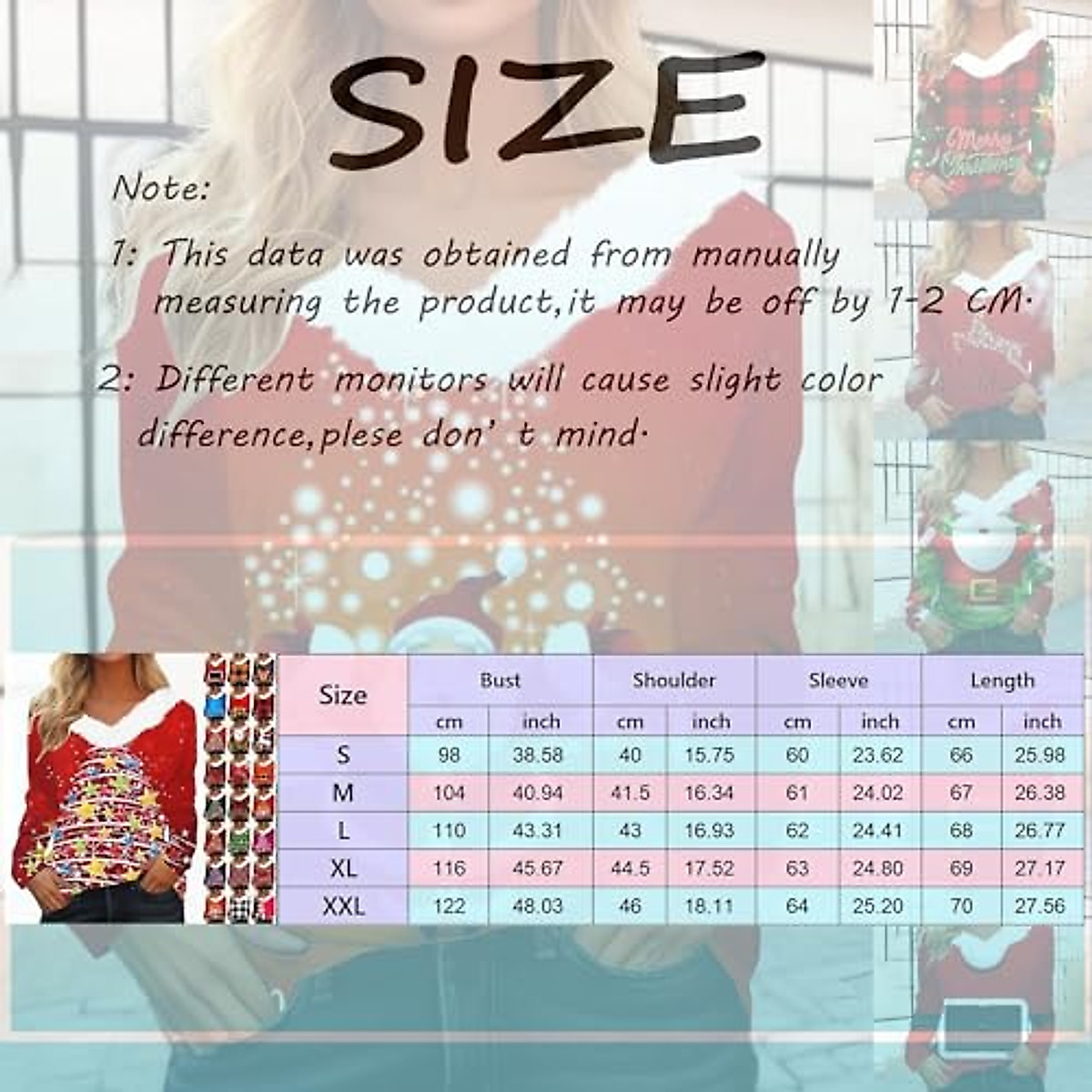 Ugly Christmas Sweater 90s Fashion for Women t Shirt Winter Holiday tees Pullovers 2023 Fall Cap Sleeve Shrugs Sexy deep v Neck Grey Sweatshirt Cargo Joggers for Women Christmas Merry Clothes