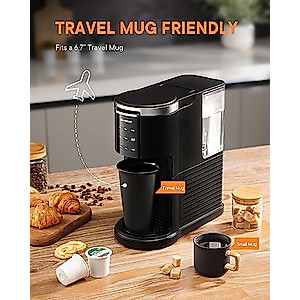 SHARDOR 3 in 1 Single Serve Coffee Maker for K Cup Pods & Ground Coffee & Teas, 6 to 14oz Brew Sizes, with 40oz Removable Water Reservoir, Self-cleaning Function