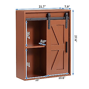 TMEOSK Modern Multifunctional Wooden Wall-Mounted Storage Cabinet with Adjustable Door, Waterproof for Bathroom Small Space Hallway, Brown