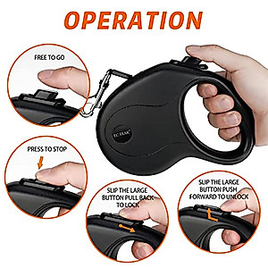 EC.TEAK Retractable Dog Leash, 16 FT Dog Walking Leash for Small/Medium Dog or Cat up to 50 lbs, Tangle Free, One-Hand Brake