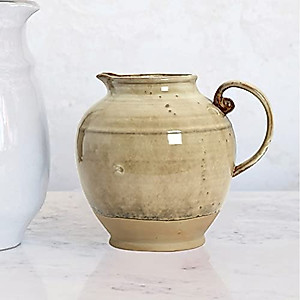 Creative Co-Op Stoneware, Reactive Glaze Pitcher, 8" L x 7" W x 7" H, Greige