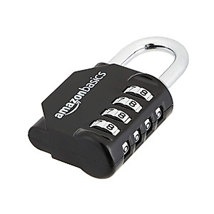 Amazon Basics 4-Digit Combination Lock, Black, 2-Pack
