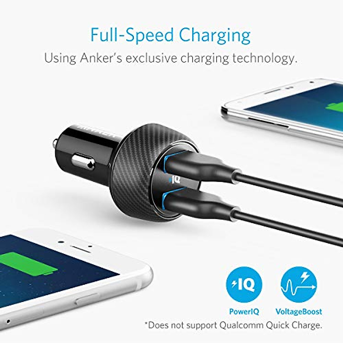 Anker 24W 4.8A Car Charger, 2-Port Ultra-Compact PowerDrive 2 Elite with PowerIQ Technology and LED for iPhone XS/Max/XR/X/8/7/6/Plus, iPad Pro/Air/Mini, Galaxy Note/S Series, LG, Nexus, HTC, and More