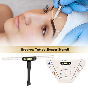 Eyebrow Ruler, Eyebrow Tattoo Shaper Stencil Stainless Steel Semi‑Permanent Eyebrow Measuring Tool Eyebrow Makeup Template Ruler Eyebrow Stencil Ruler Sticker(Ⅱ(Level Meter Dragonfly Ruler))