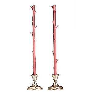 Stick Candles/Hickory Casting/Beeswax/Pair