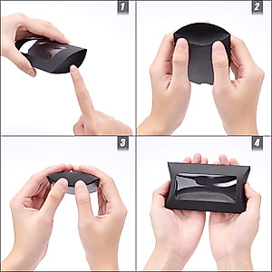 BENECREAT 30pcs 6x3x1 Inches Black Kraft Paper Pillow Boxes with Clear Window, Candy Packaging Box Treat Box for Birthday Wedding Party