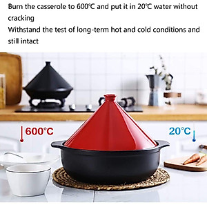 Ceramic Tagine Pot Red Ceramic Tagine Pot|30 cm Braiser Pan with Ceramic Lid|Slow Cooker Without Lead Cooking Healthy Food (Color : Red, Size : 125×145cm(49x57inch))