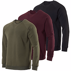 3 Pack: Men's Sweatshirts Fleece Long Sleeve Mens Crewneck Pullover Sweatshirt Sweater Soft Plush Active Breathable Athletic Men Workout Wicking Casual Warm Winter Running Work Crew Neck- Set 8, XXL