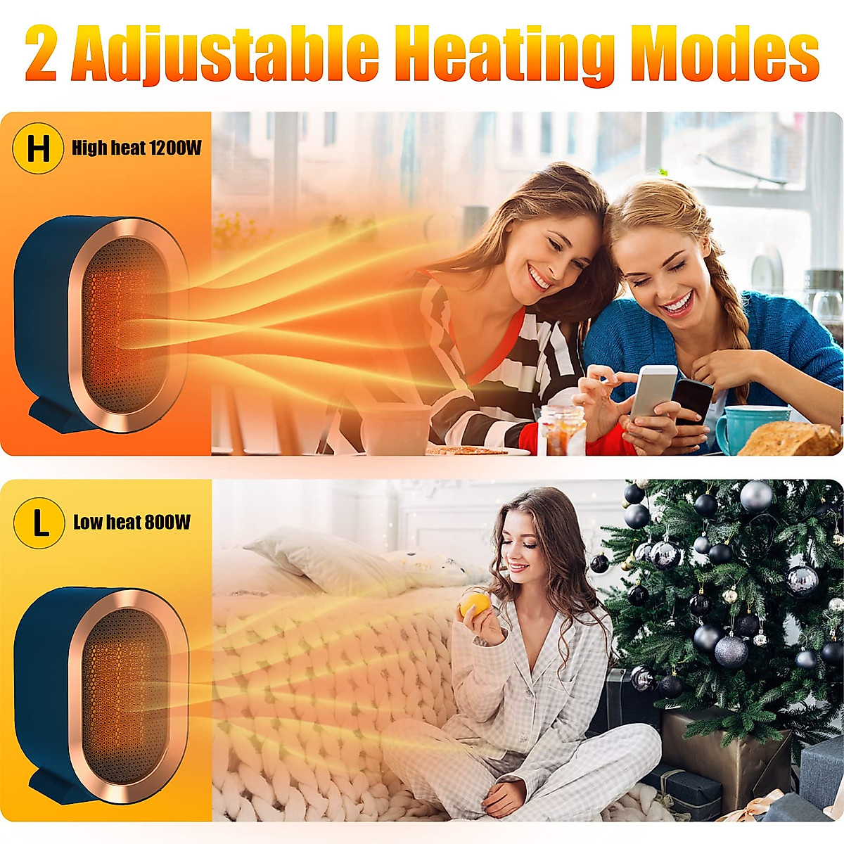 BZGG Space Heater, Electric Heater for Indoor Use, Small Portable Heaters for Office Patio Garage Home Use, Mini Desk Ceramic Heaters with Overheat & Tip-Over Protection