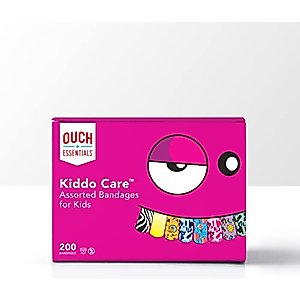 Ouch Essentials Kiddo Care - Kids Adhesive Bandages, Assorted Styles, 200 Count