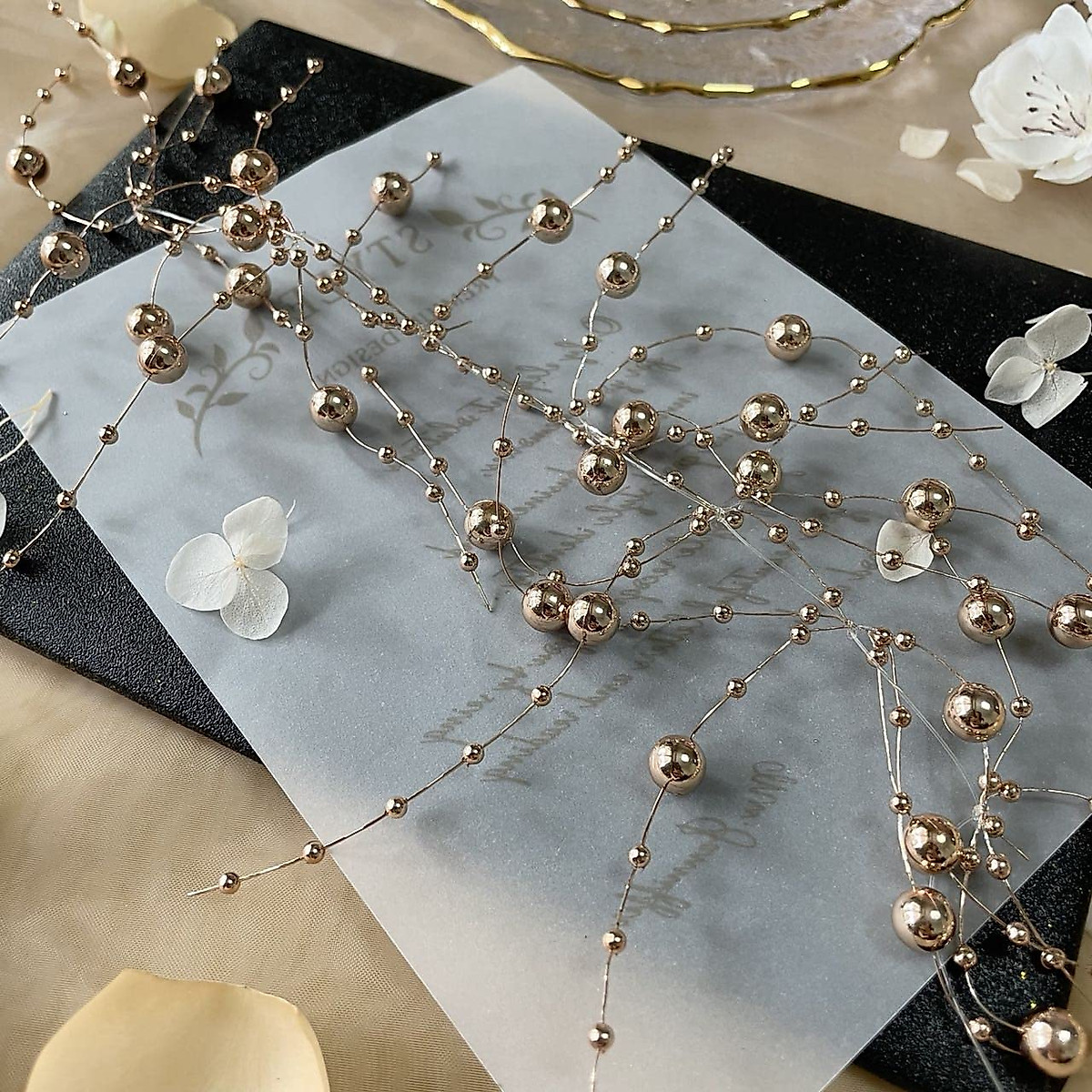 TeaSu 12pcs Pearl String, for Wedding Centerpiece, Vase Filler and Decor for Floating Candles