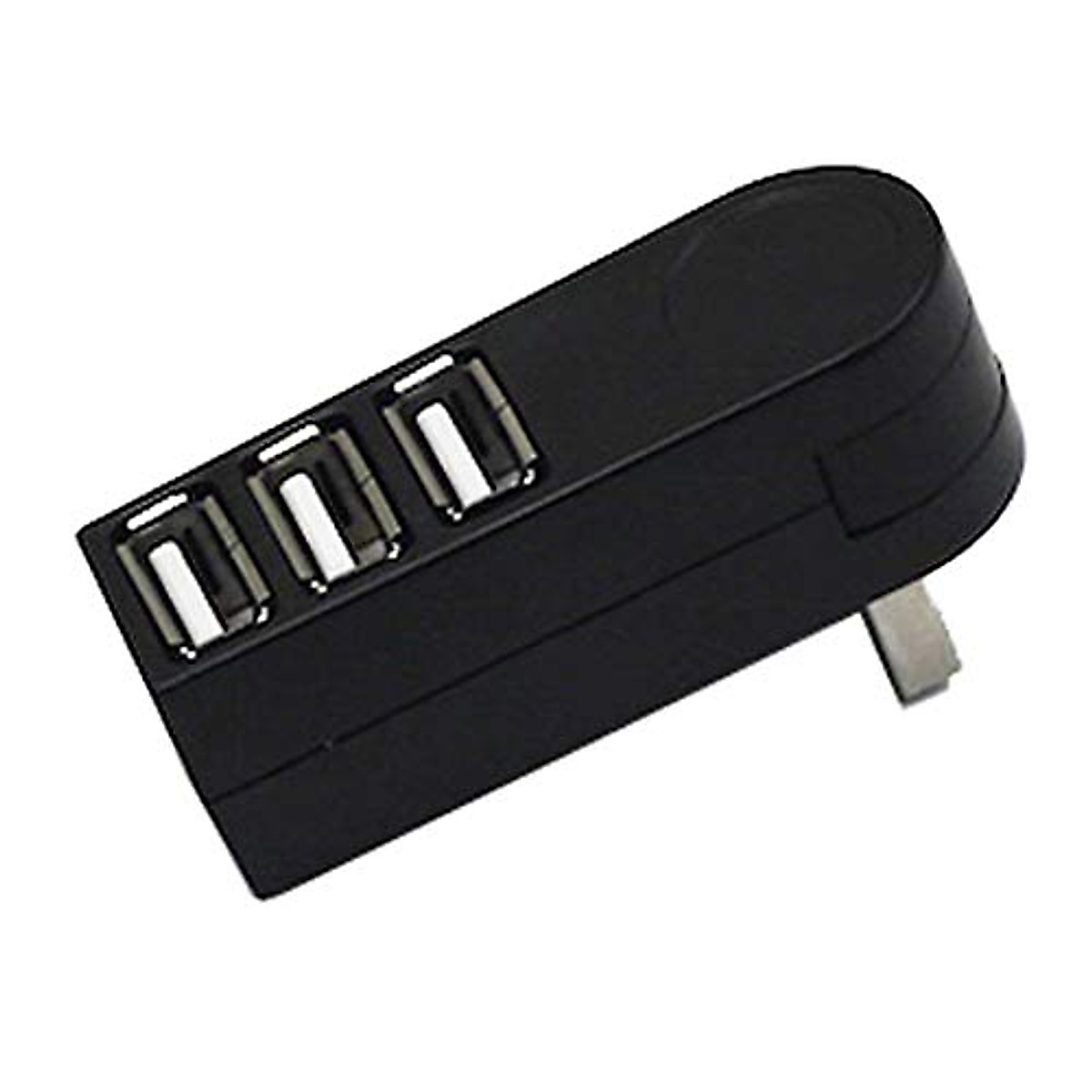 Acamifashion Mini Hub 3 Port 90 Degree USB 2.0 Data Hub Portable Rotating Splitter Adapter Hub for HDD Notebook Mac Black