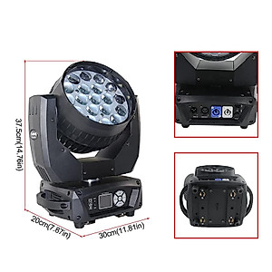 VShow 19x15W RGBW 4IN1 Aura Zoom Wash Moving Head Light with Backlight Led- LED Beam Zoom Moving Lights, Stage Led Moving Head Lighting for Dj Disco and Party (Black)