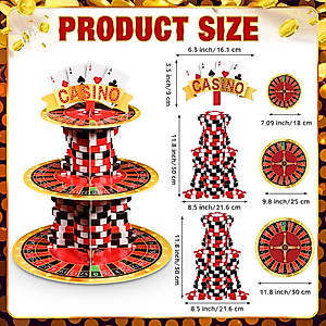 Tanlade 3 Tier Casino Them Party Cupcake Stand Decorations Las Vegas Casino Themed Cupcake Holder Decor Poker Birthday Party Dessert Tower for Casino Nigh Birthday Las Vegas Night Party (Chip)