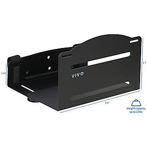 VIVO Universal PC Wall Mount, Adjustable Steel Bracket, Computer Case, Open Frame CPU Strap Holder, Black, MOUNT-PC03V