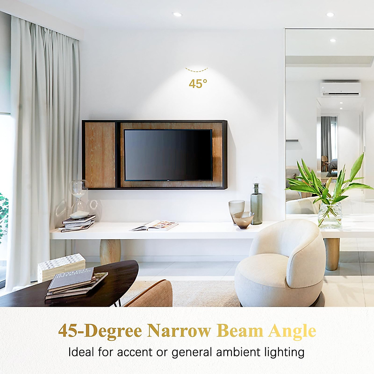 DiCUNO GU10 LED Bulbs 5W Daylight White, 6000K, 500lm, 45 Degree Beam Angle, Spotlight, 50W Halogen Bulbs Equivalent, Non-dimmable MR16 LED Light Bulbs, 6-Pack