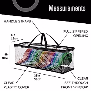Houseables Baseball Cap Storage Bag, Hat Organizer Case, 23" x 6" x 8", Clear Plastic, Caps Holder, Moisture & Dust Proof, Black Handles, Box w/Zipper Closure, Stores & Racks 22 Hats, Dirt Protection