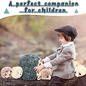 5 Pieces Hedgehog Stuffed Plush Toy Set 1 Mommy Hedgehog Stuffed Animal with 4 Cute Plush Baby Hedgehogs in Her Tummy 14 Inch Soft Cuddly Plushie Set for Boys and Girls Birthday Gifts Party Favors