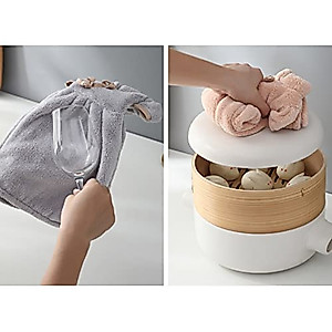 JTJMJTJ Premium Hanging Hand Towels, Coral Fleece, Soft and Absorbent Towels Funny Dress Shape Towels for Women Girls, Gifts (Pink+Grey,2pack+2hooks)