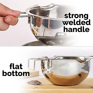 Zulay Double Boiler Chocolate Melting Pot - 18/8 Stainless Steel Heat Resistant Double Boiler Pot for Candle Making, Chocolate, Candy, Butter, Soap, Wax - 440ML Large Double Boiler Candy Melting Pot