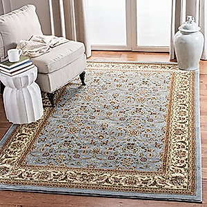 SAFAVIEH Lyndhurst Collection 4' Round Light Blue/Ivory LNH312B Traditional Oriental Non-Shedding Dining Room Entryway Foyer Living Room Bedroom Area Rug