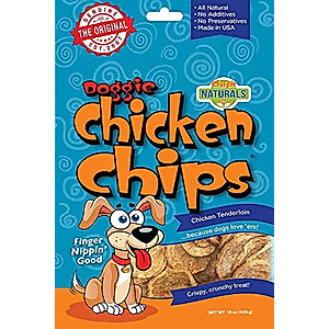 All Natural Chicken Chips- Dog Treats Made with USA Sourced Chicken (Large- 15 oz Bag)
