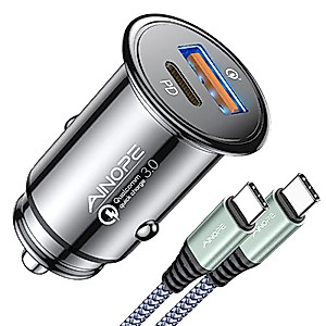 Car Charger USB C 54W Car Charger Adapter [Mini&Metal] AINOPE Cigarette Lighter USB Charger PD36W&QC3.0 Car Phone Charger Fast Charging for iPhone 14 Pro Max 13 12 Samsung Galaxy S23/22 Google Pixel