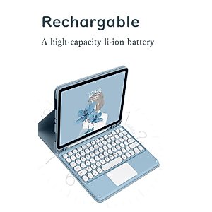 HENGHUI Touch Keyboard Case for Galaxy Tab S6 Lite 10.4 inch 2024/2022/2020 Keyboard Case with Touchpad Detachable Keyboard Cute Round Key Color Keyboard Cover (DarkGreen)