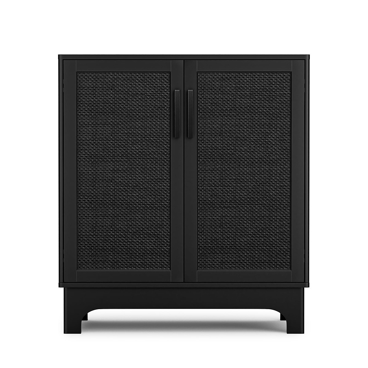 Anmytek Black Rattan Storage Cabinet with 2 Doors, Adjustable Shelf, Large Space - Entryway Hallway Cabinet, Sideboard Buffet for Living Room, Kitchen H0095